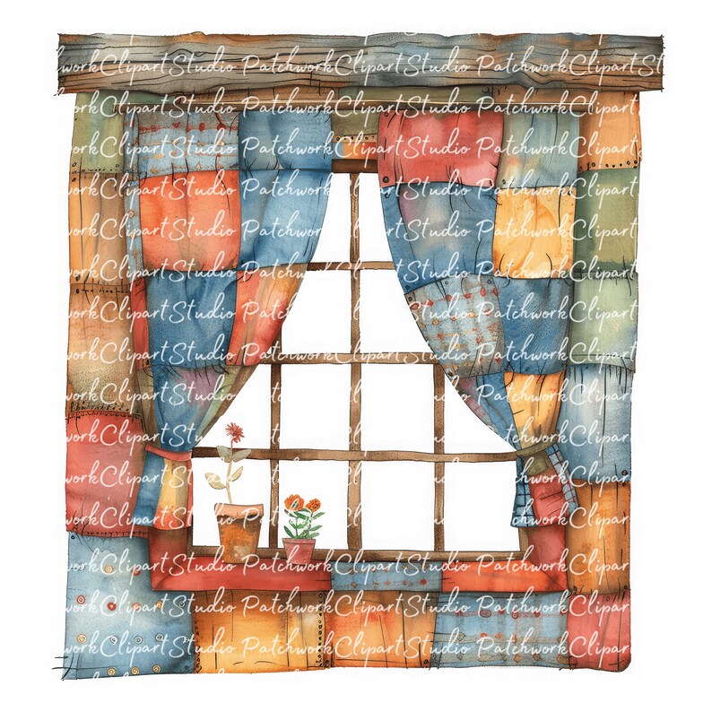 10 Windows Clipart Bundle, PNG & JPG, Printable Patchwork Window ...