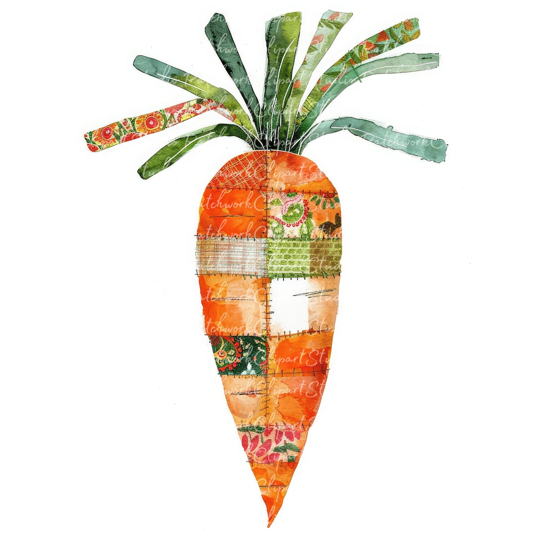 10 Carrots Clipart Bundle, PNG & JPG, Printable Patchwork Carrot ...