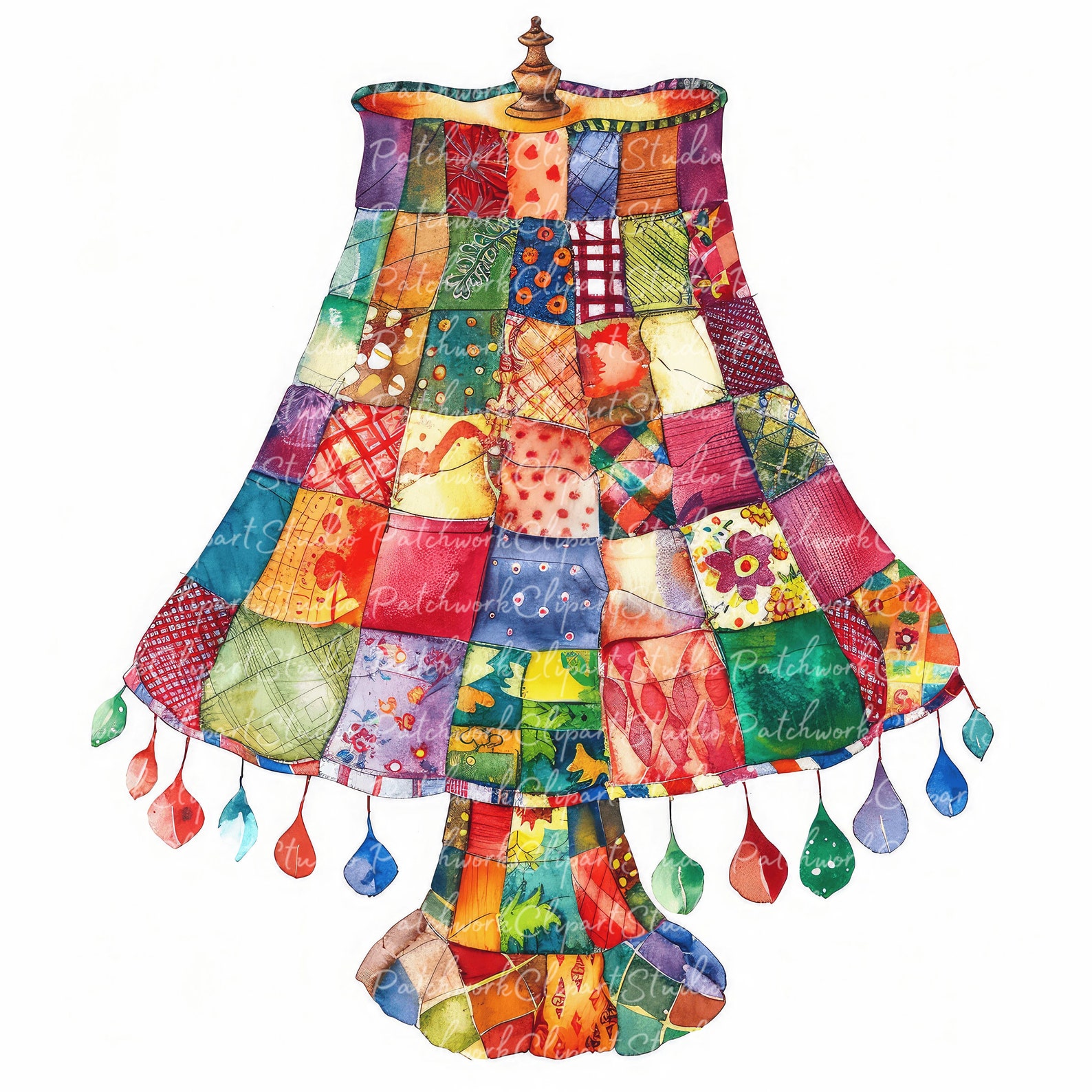 10 Lampshades Clipart Bundle, PNG & JPG, Printable Patchwork Lamp ...