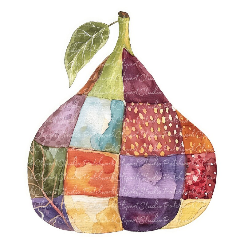 10 Figs Clipart Bundle, PNG & JPG, Printable Patchwork Fig ...