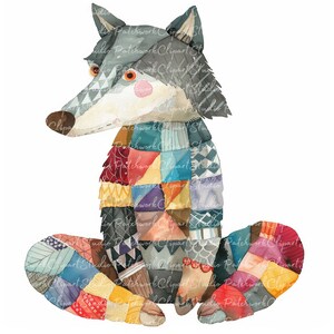 10 Wolves Clipart Bundle, PNG & JPG, Printable Patchwork Grey Wolf ...