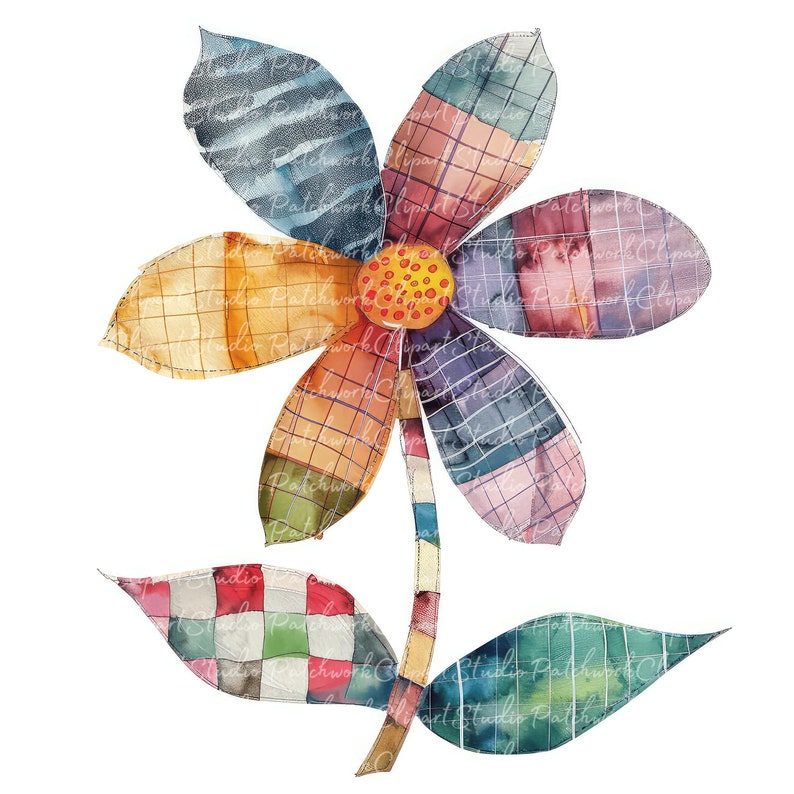 10 Flowers Clipart Bundle, PNG & JPG, Printable Patchwork Flower ...