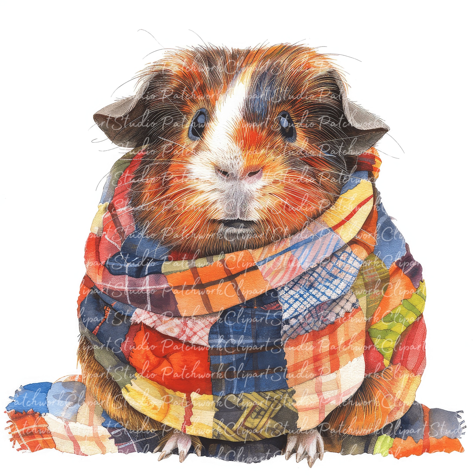 10 Guinea Pig Clipart Bundle, PNG & JPG, Printable Patchwork Rodent ...
