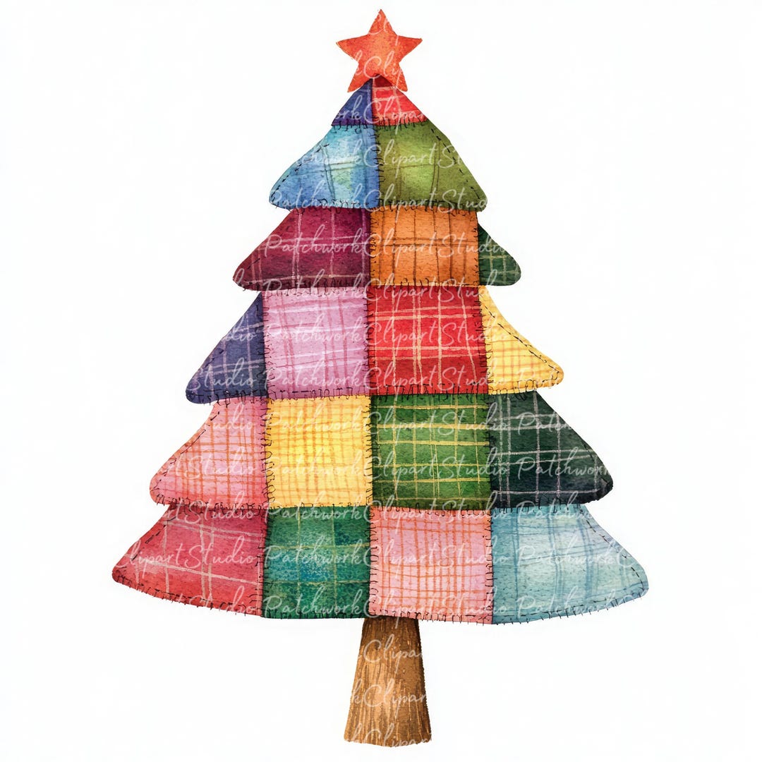 10 Colorful Christmas Tree Clipart Bundle, PNG & JPG, Printable ...
