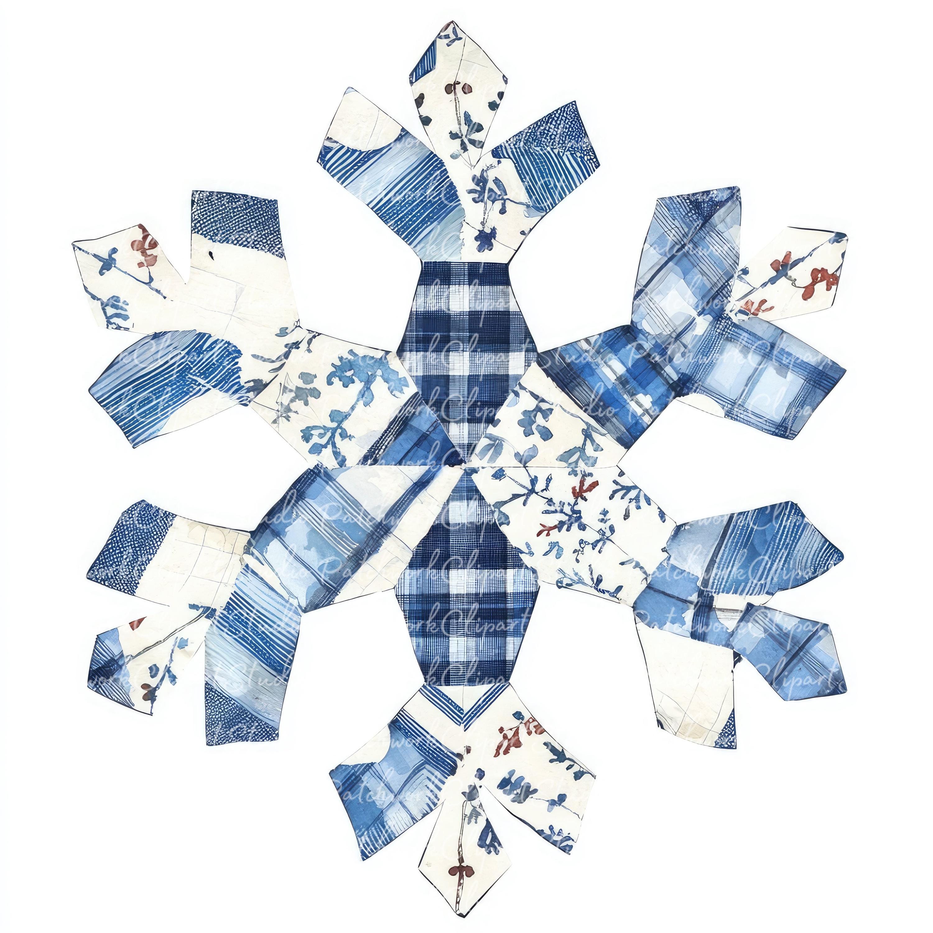 10 Snowflake Clipart Bundle, PNG & JPG, Printable Patchwork, Winter ...