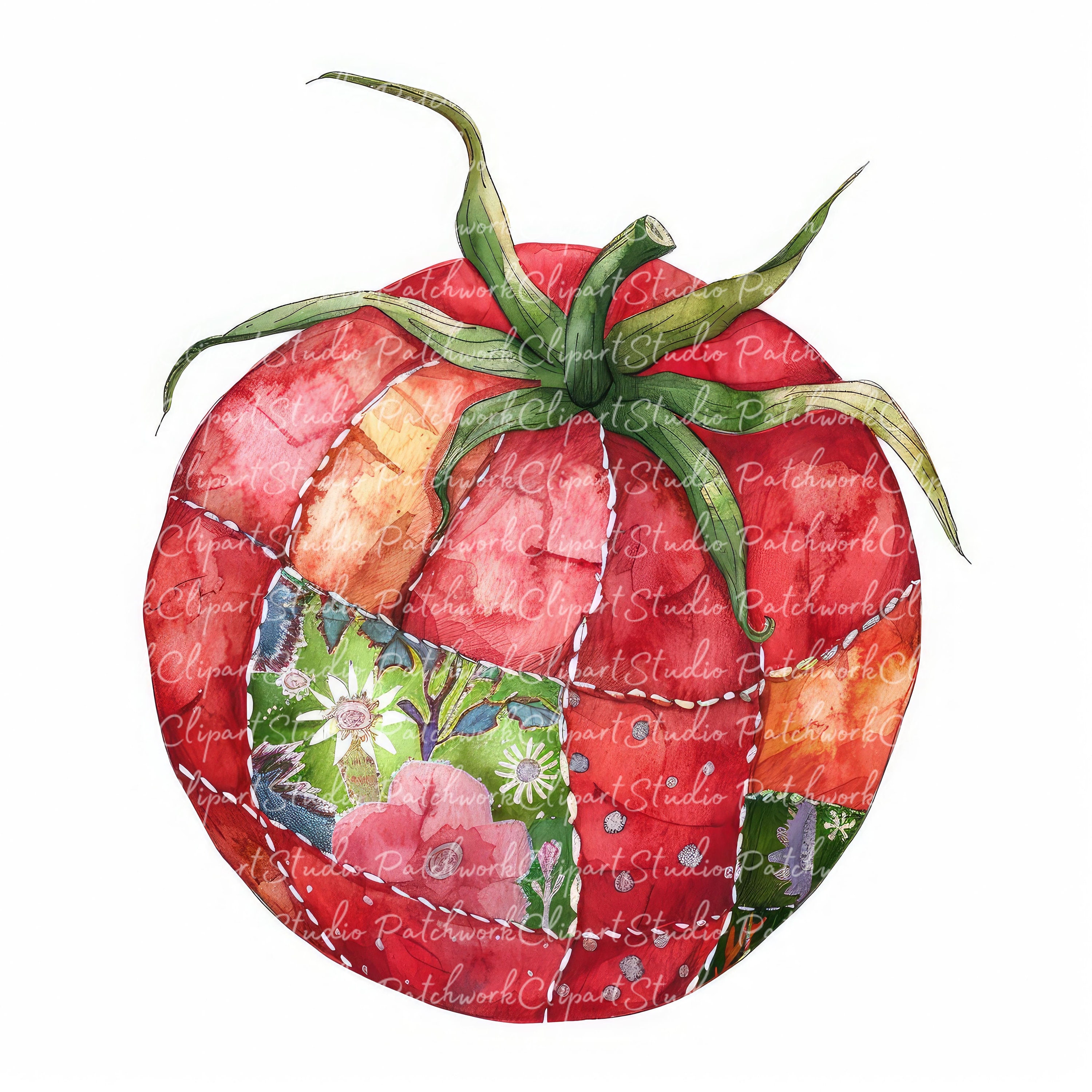 10 Tomato Clipart Bundle, PNG & JPG, Printable Patchwork Tomatoes ...