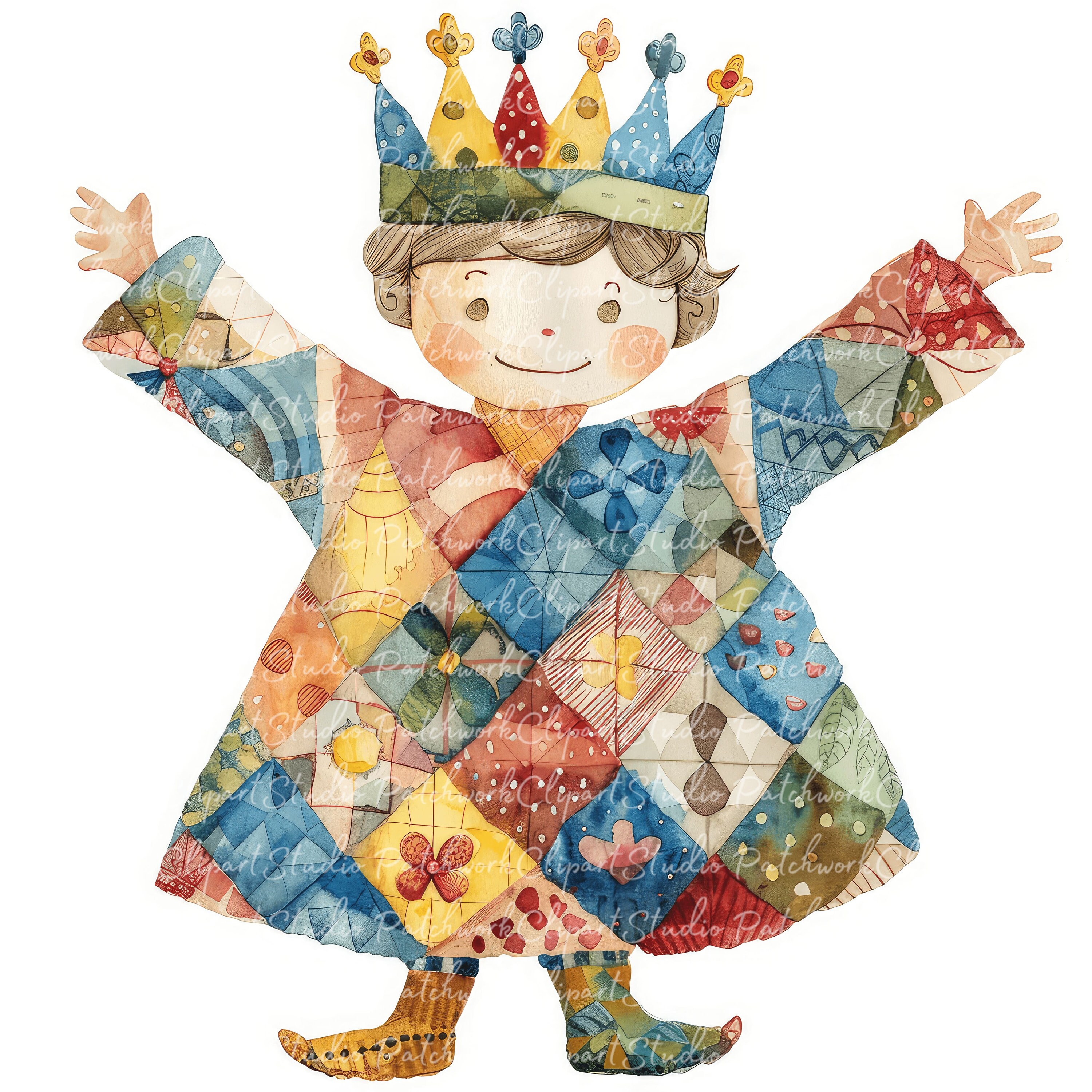 10 Prince Clipart Bundle, PNG & JPG, Printable Patchwork King ...