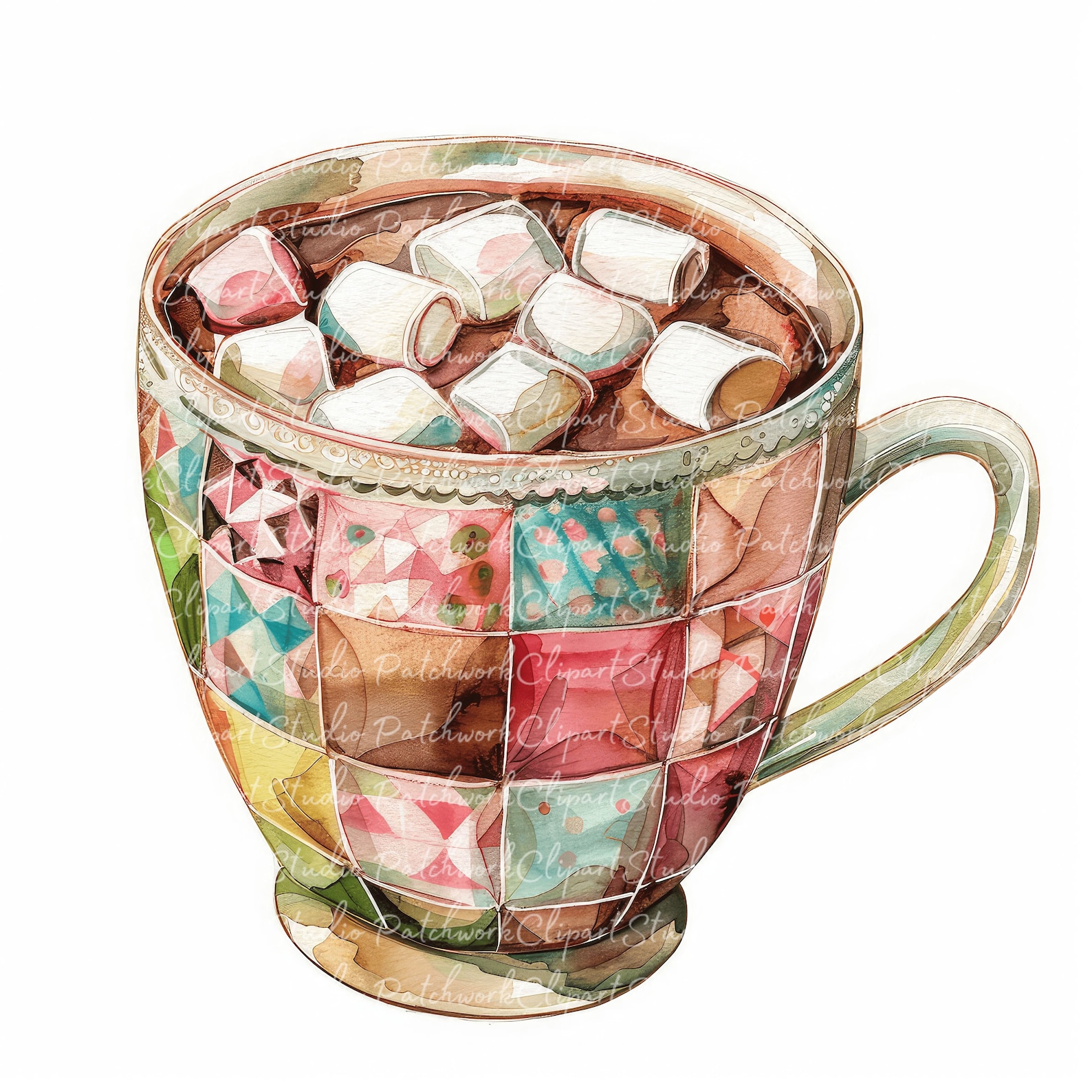 10 Hot Chocolate Clipart Bundle, PNG & JPG, Printable Patchwork ...