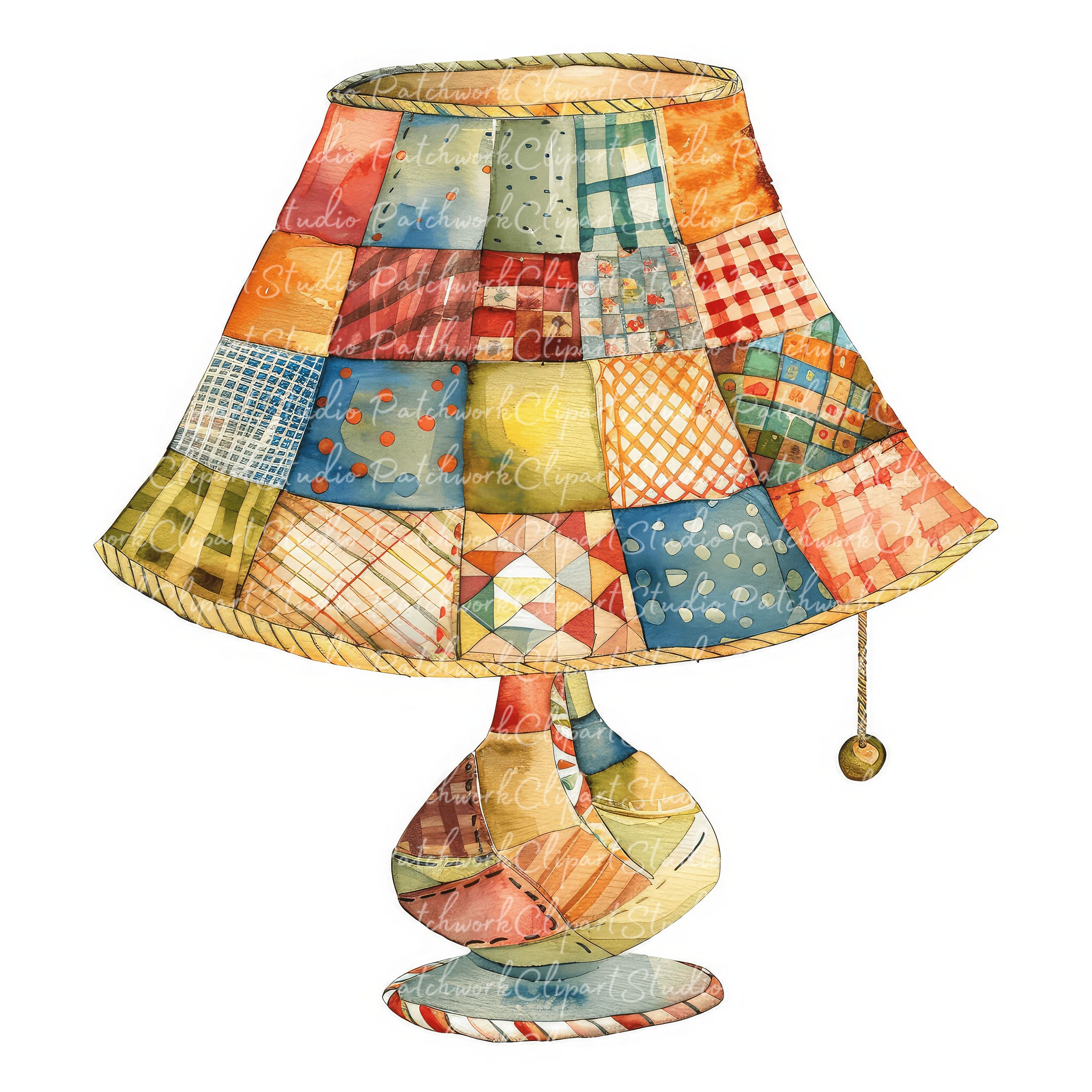10 Lampshades Clipart Bundle, PNG & JPG, Printable Patchwork Lamp ...