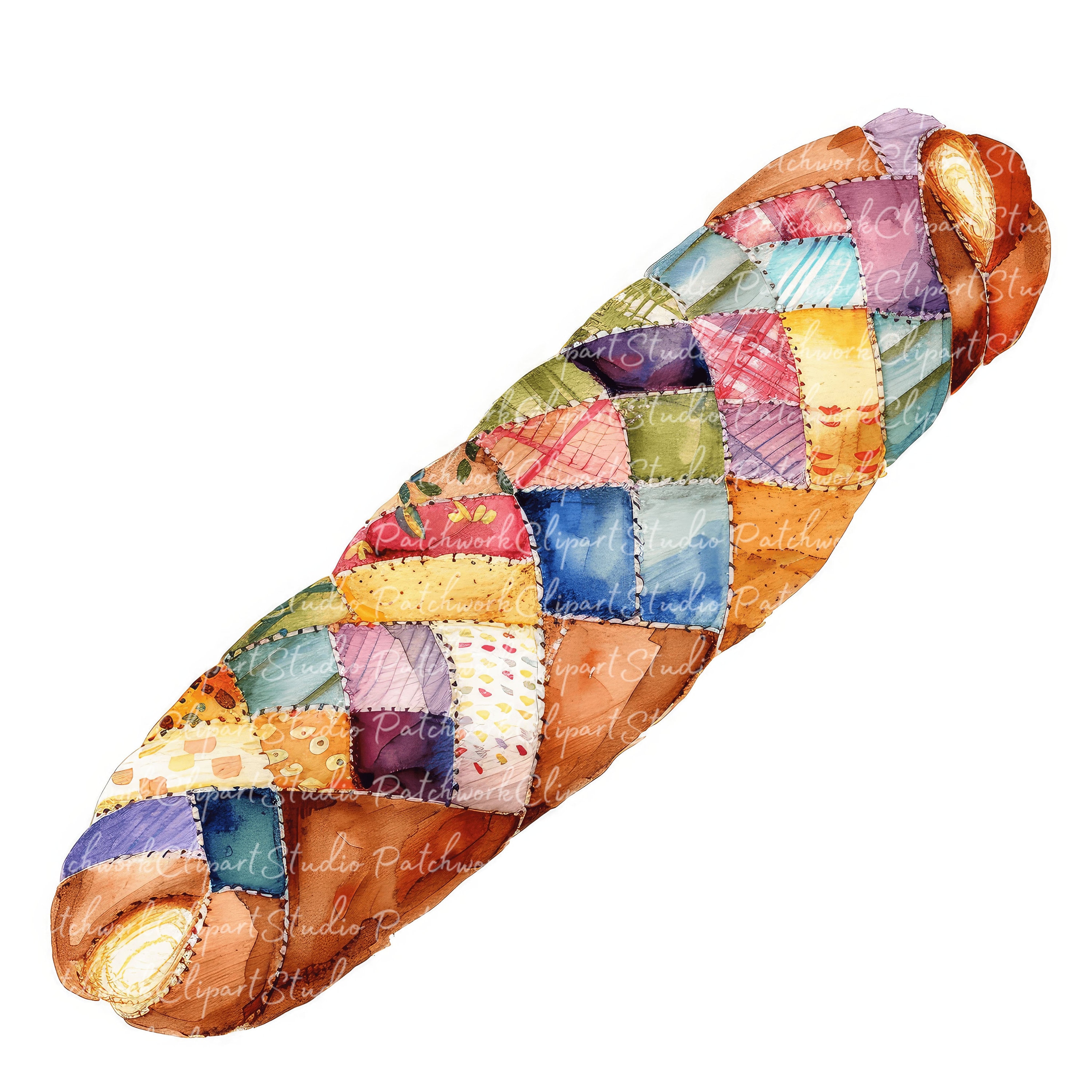 10 Baguette Clipart Bundle, PNG & JPG, Printable Patchwork Bread ...