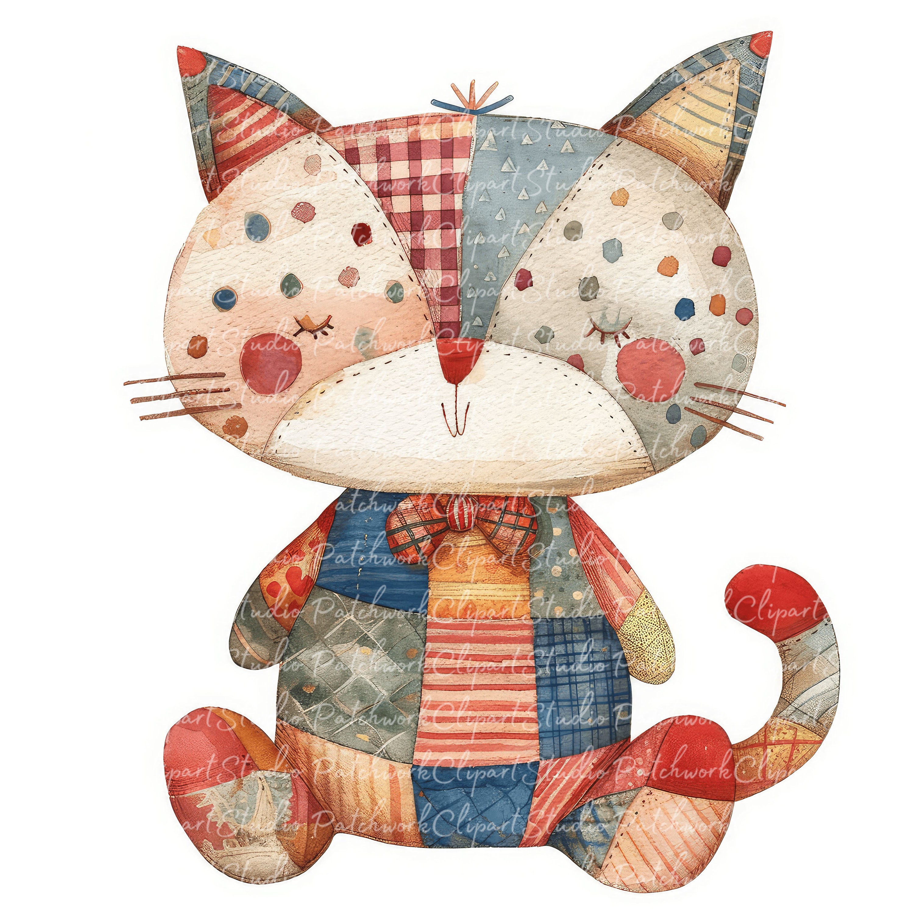 10 Cats Clipart Bundle, PNG & JPG, Printable Patchwork Cat ...