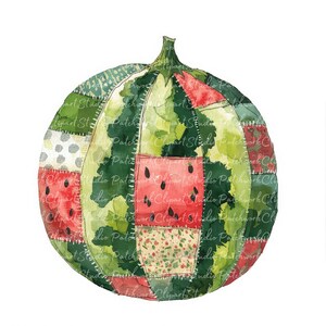 10 Watermelons Clipart Bundle, PNG & JPG, Printable Patchwork Melon ...
