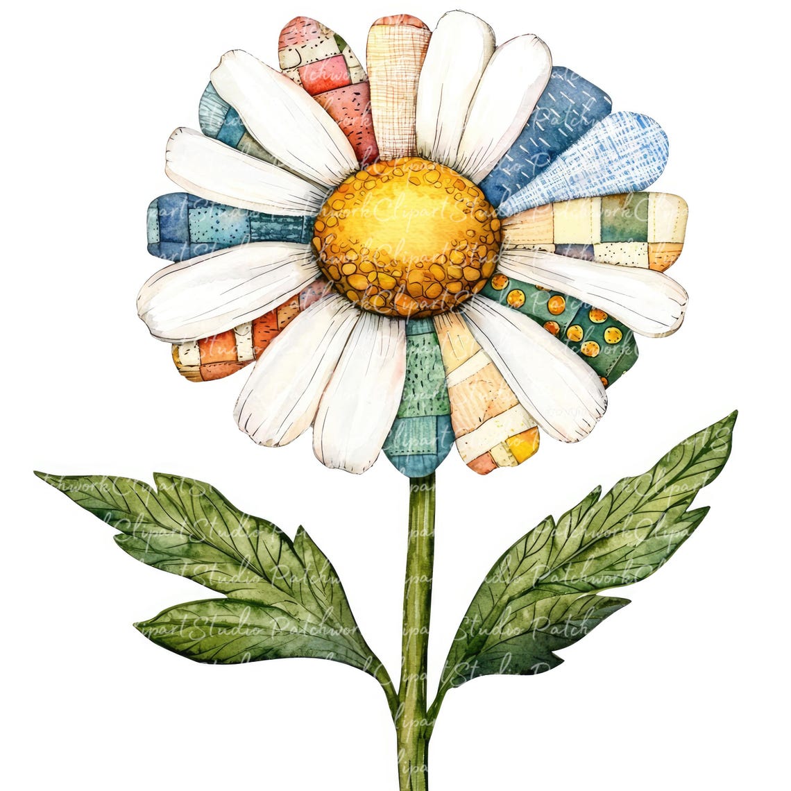 10 Chamomile Flower Clipart Bundle, PNG & JPG, Printable Patchwork ...