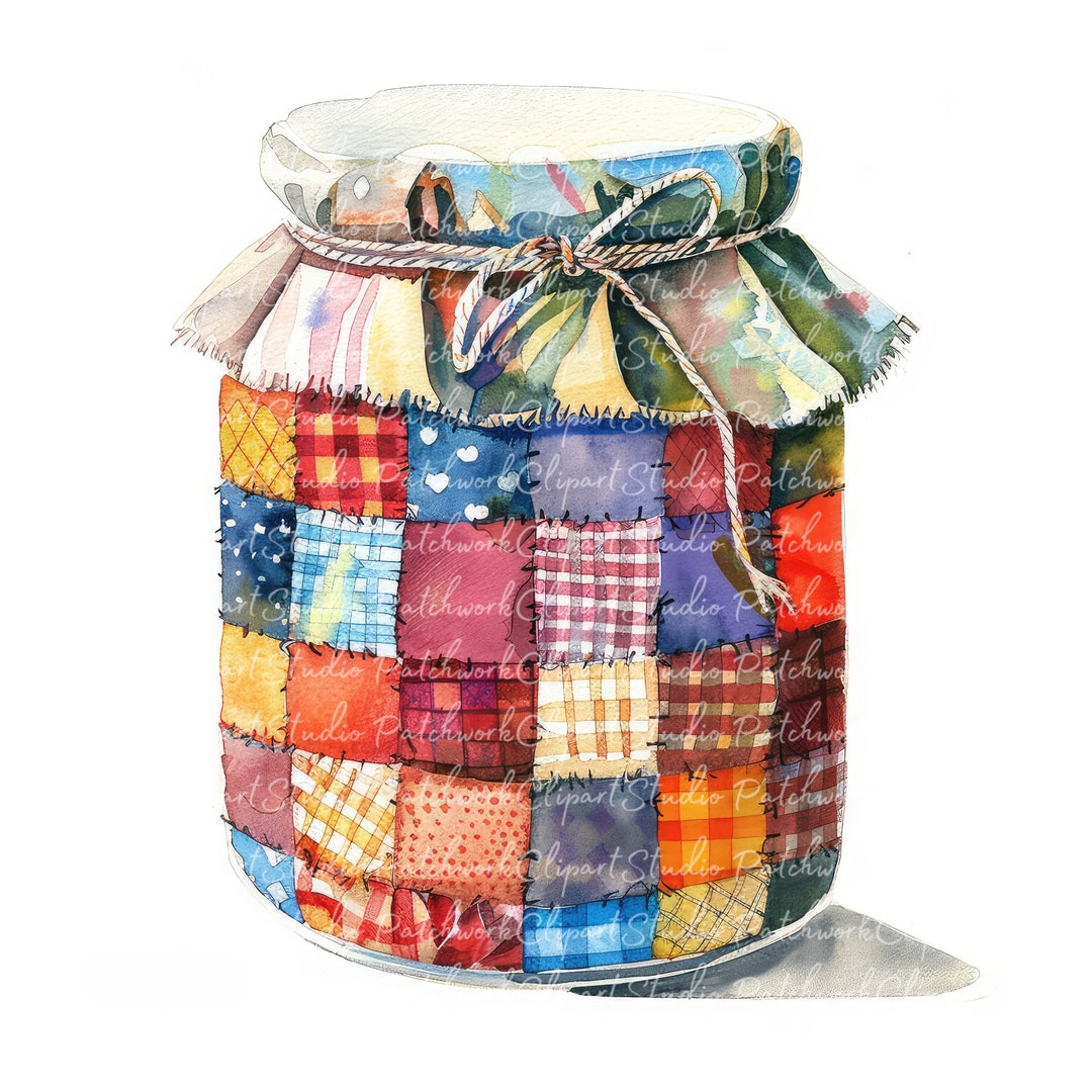10 Jar of Jam Clipart Bundle, PNG & JPG, Printable Patchwork Jam ...