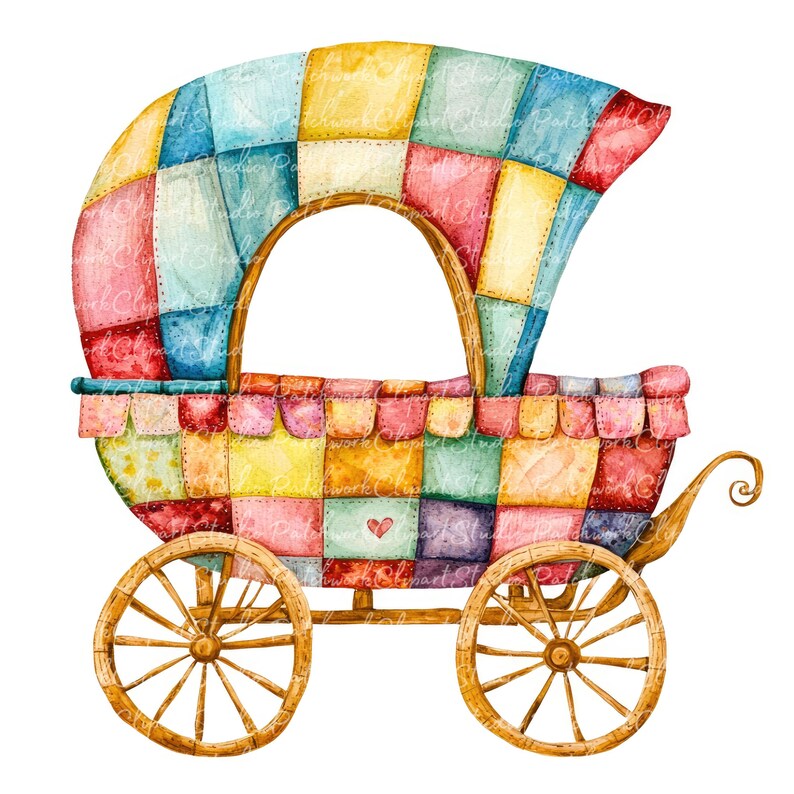 10 Carriage Clipart Bundle, PNG & JPG, Printable Patchwork Carriage ...