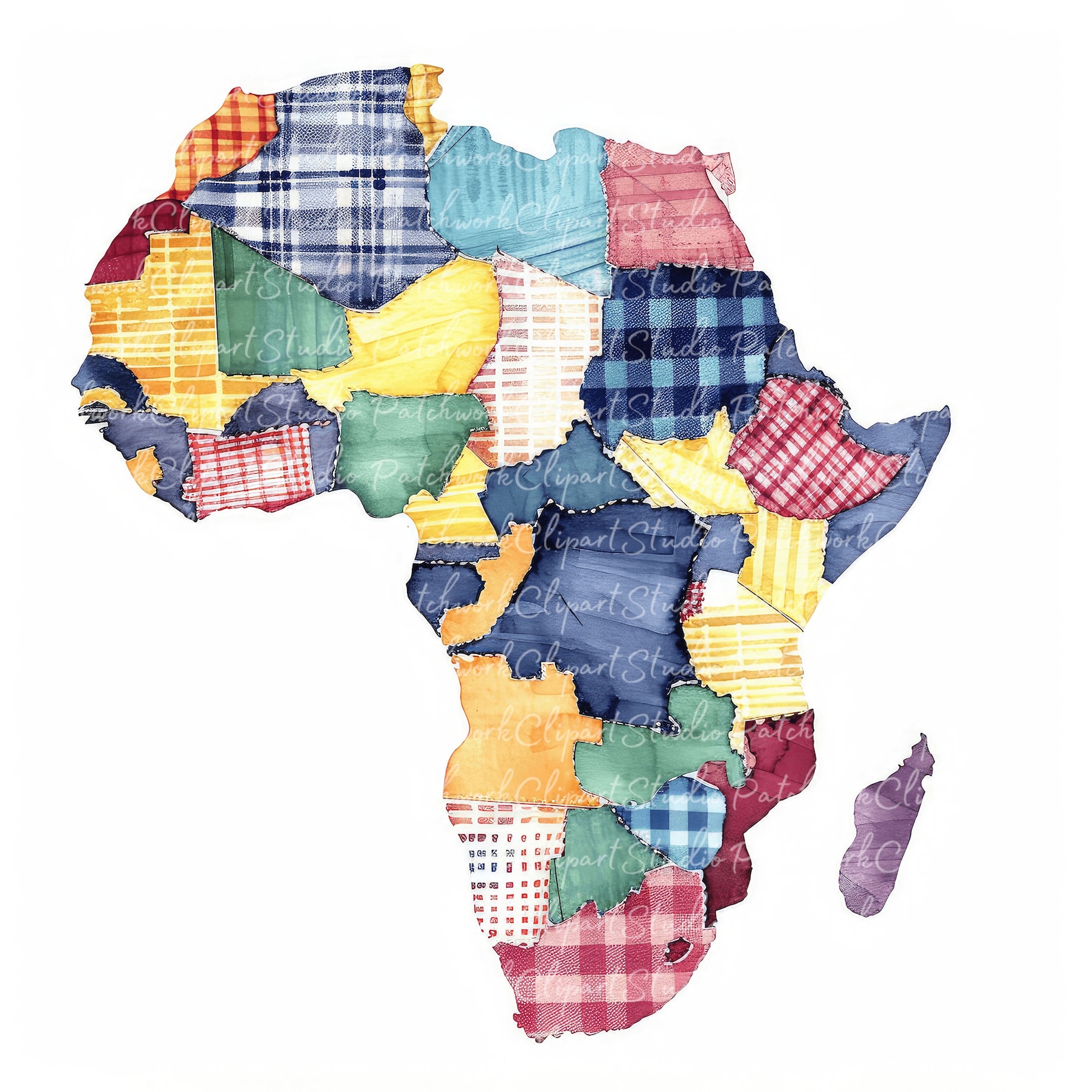 10 Africa Clipart Bundle, PNG & JPG, Printable Patchwork African ...