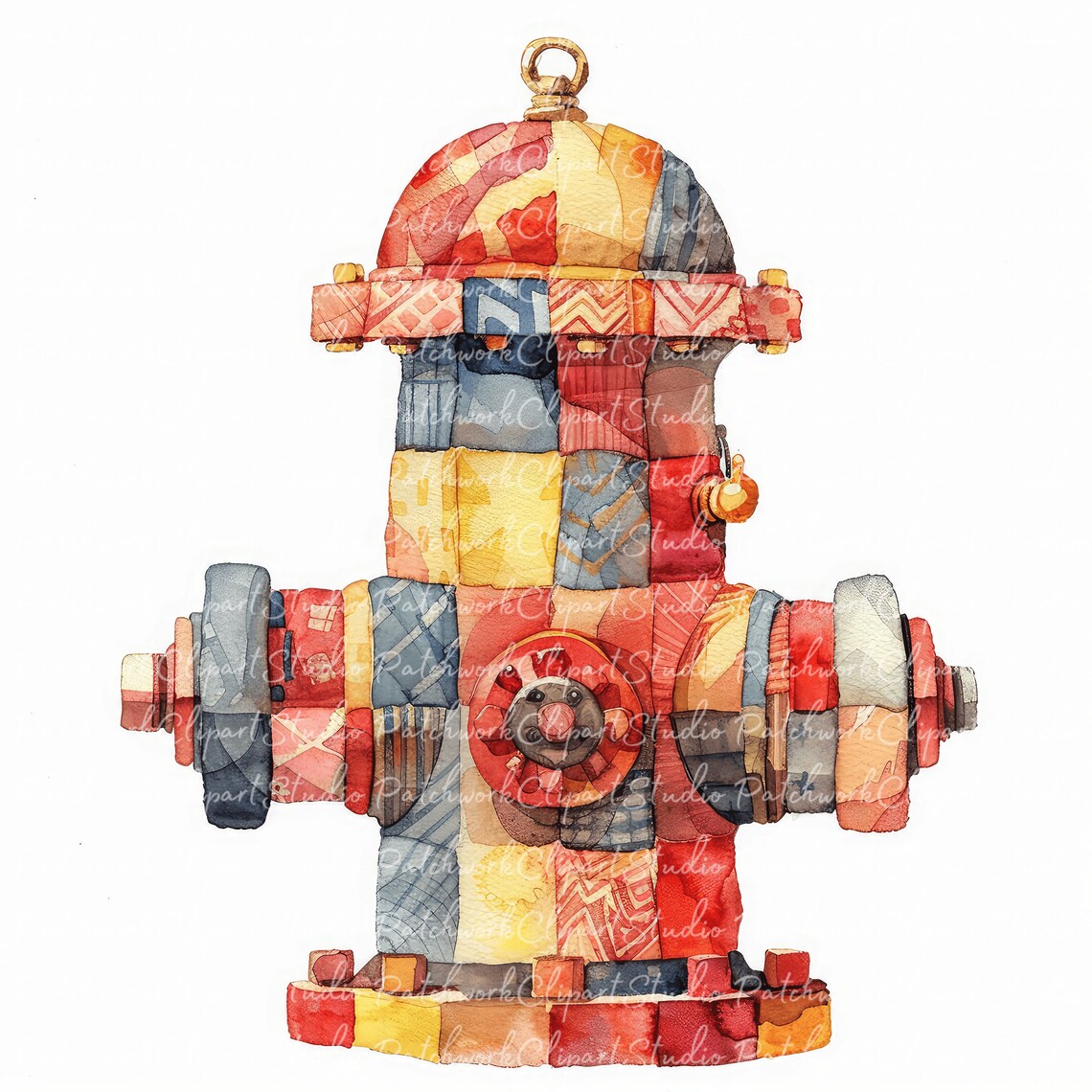 10 Fire Hydrants Clipart Bundle, PNG & JPG, Printable Patchwork Fire ...