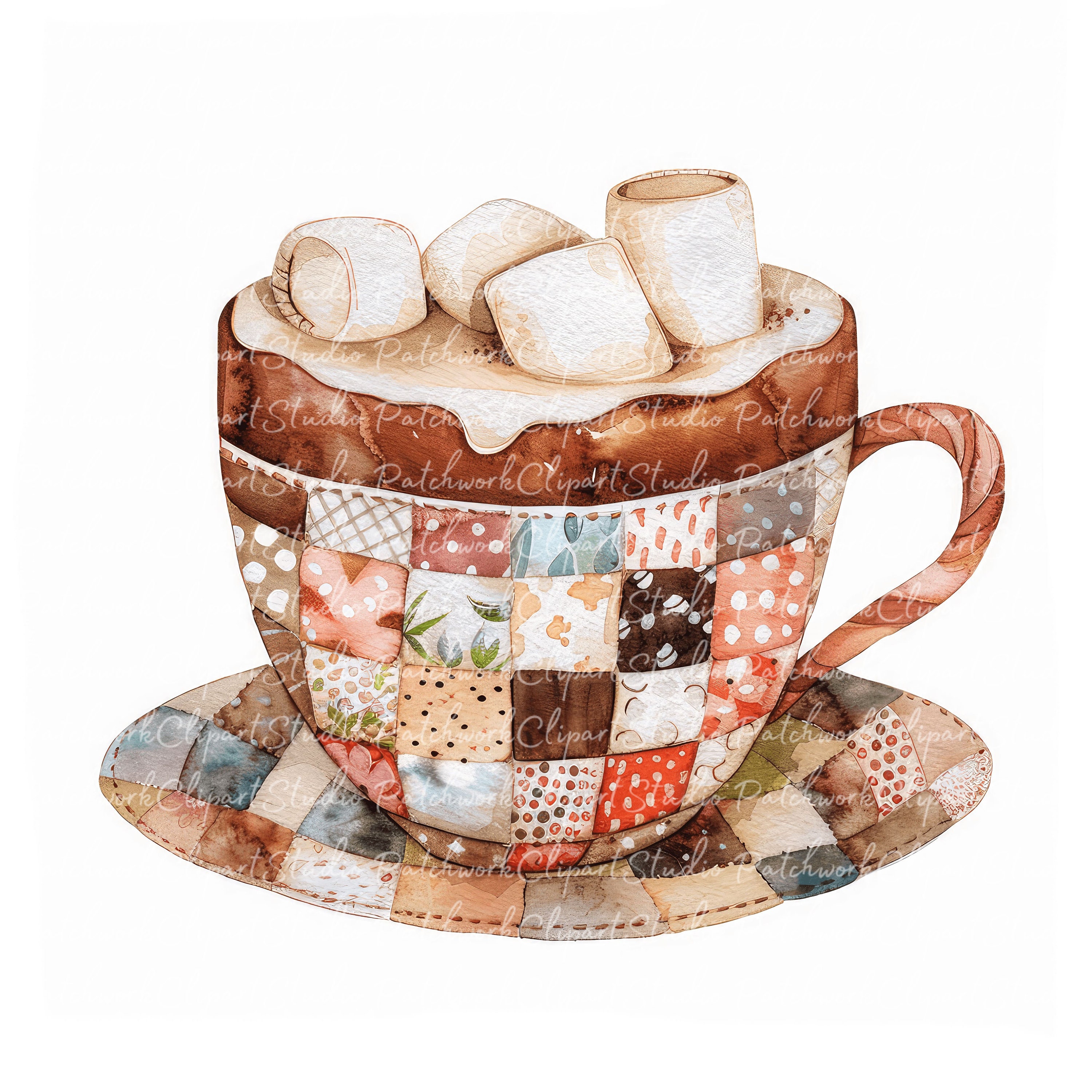 10 Hot Chocolate Clipart Bundle, PNG & JPG, Printable Patchwork ...