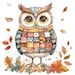 10 Autumn Owl Clipart Bundle, PNG & JPG, Printable Patchwork, Owl in ...