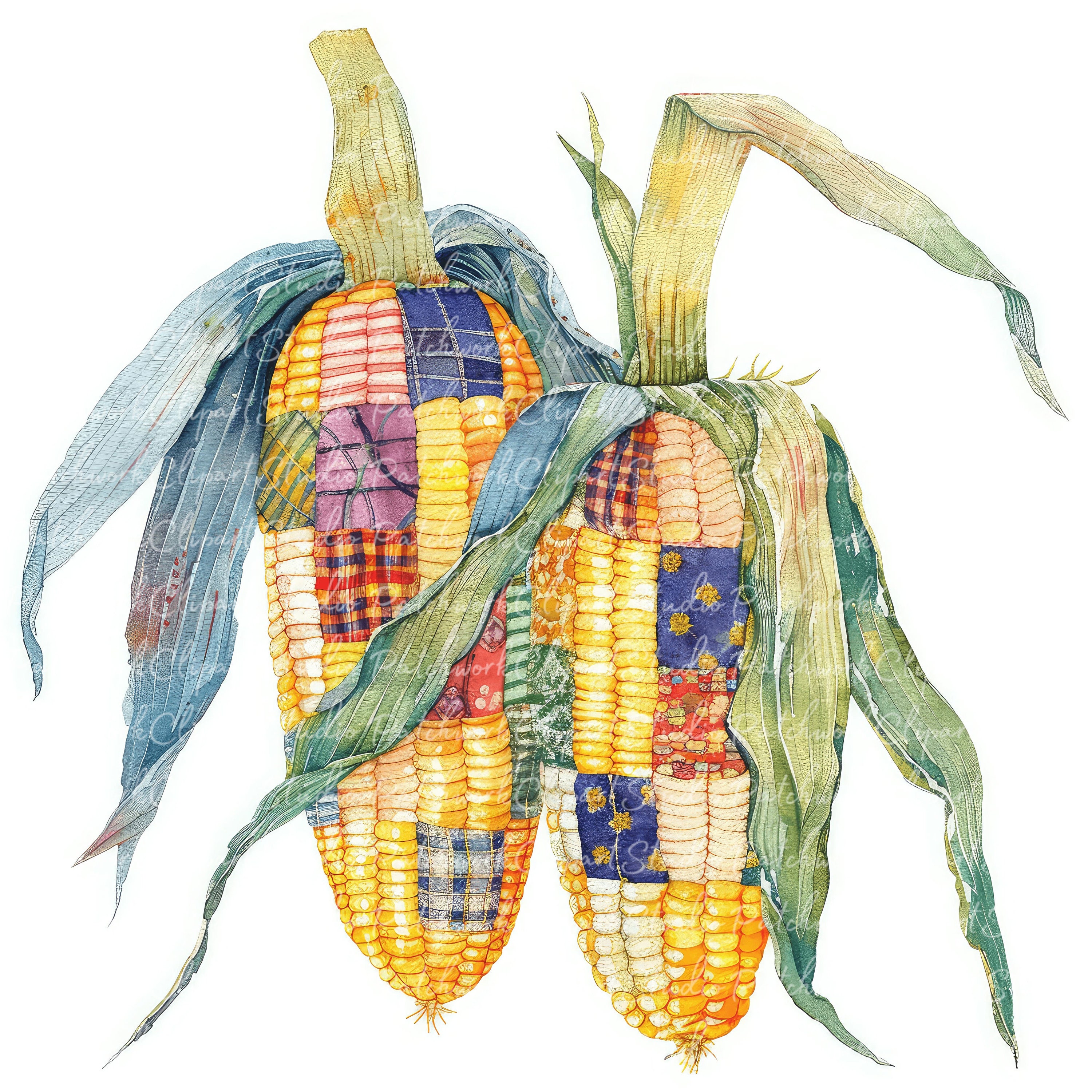 10 Corn on the Cob Clipart Bundle, PNG & JPG, Printable Patchwork ...
