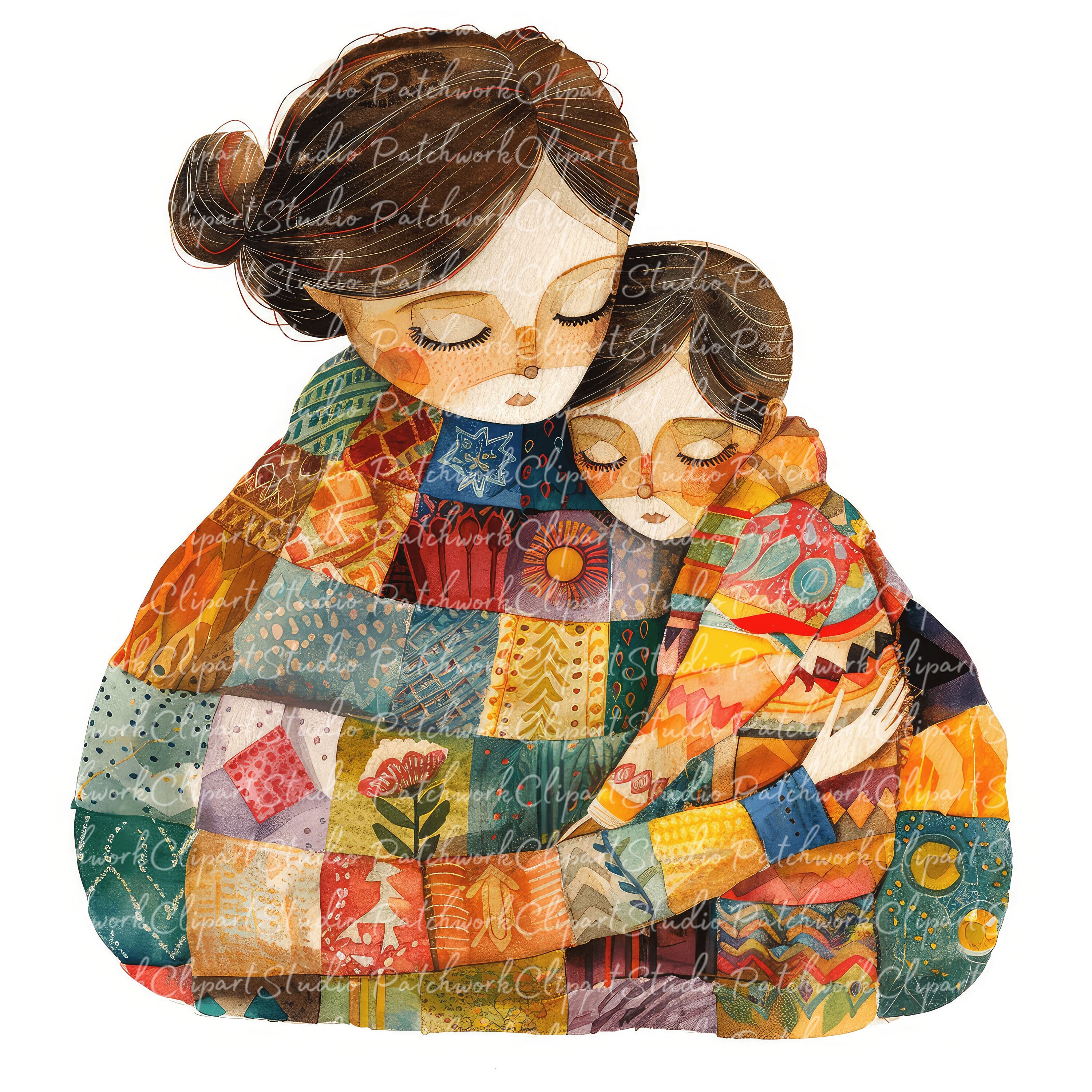 10 Mother and Daughter Clipart Bundle, PNG & JPG, Printable Patchwork ...