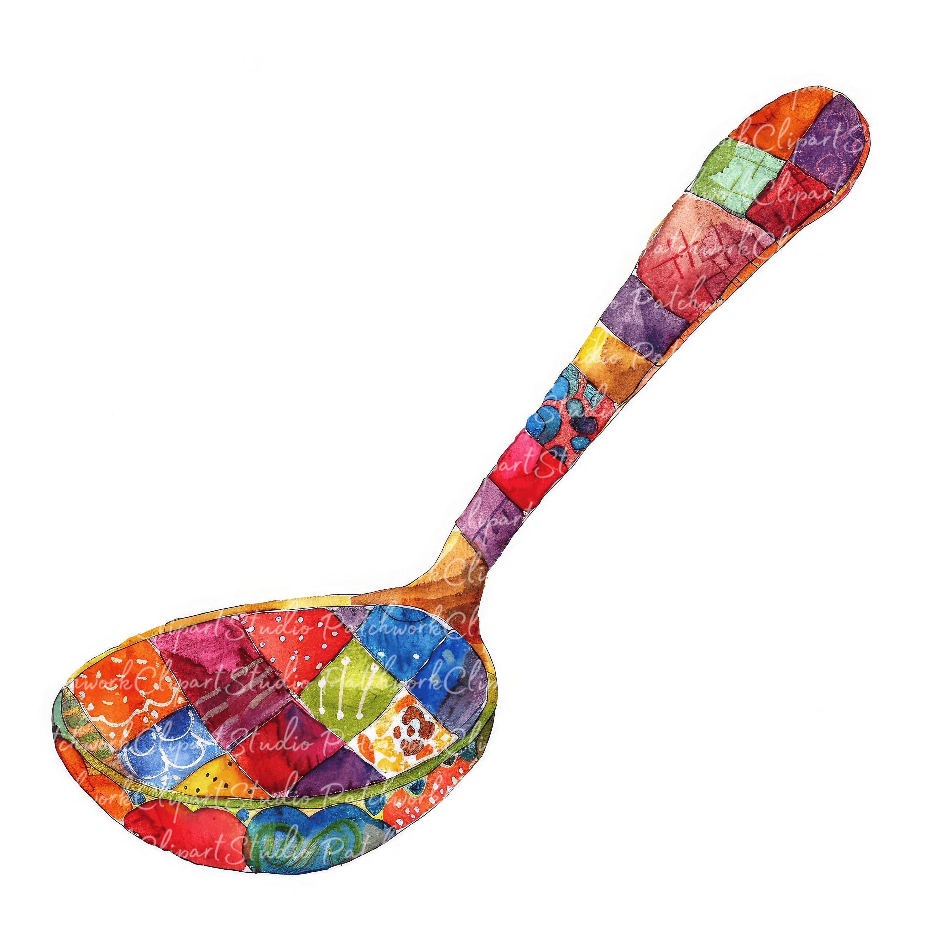 10 Ladles Clipart Bundle, PNG & JPG, Printable Patchwork Ladle ...