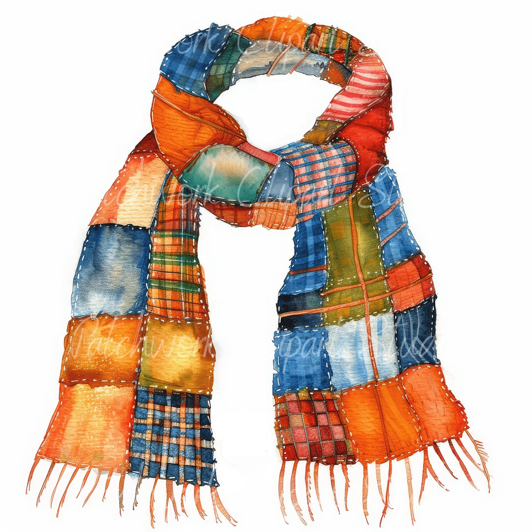 Scarf Clipart Bundle, Printable Scarves, Cute Quilted Fabric ...