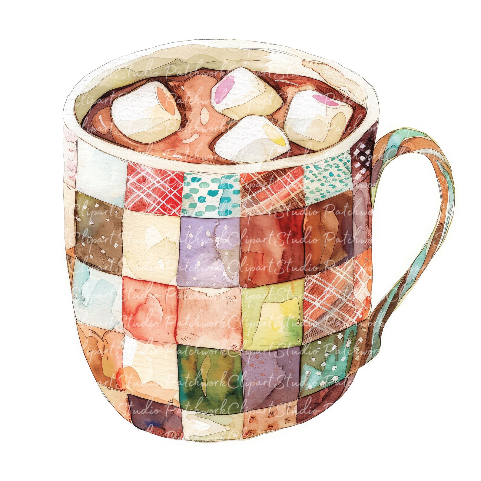 10 Hot Chocolate Clipart Bundle, PNG & JPG, Printable Patchwork ...