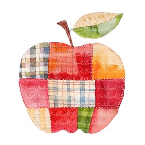 10 Apples Clipart Bundle, PNG & JPG, Printable Patchwork Apple ...