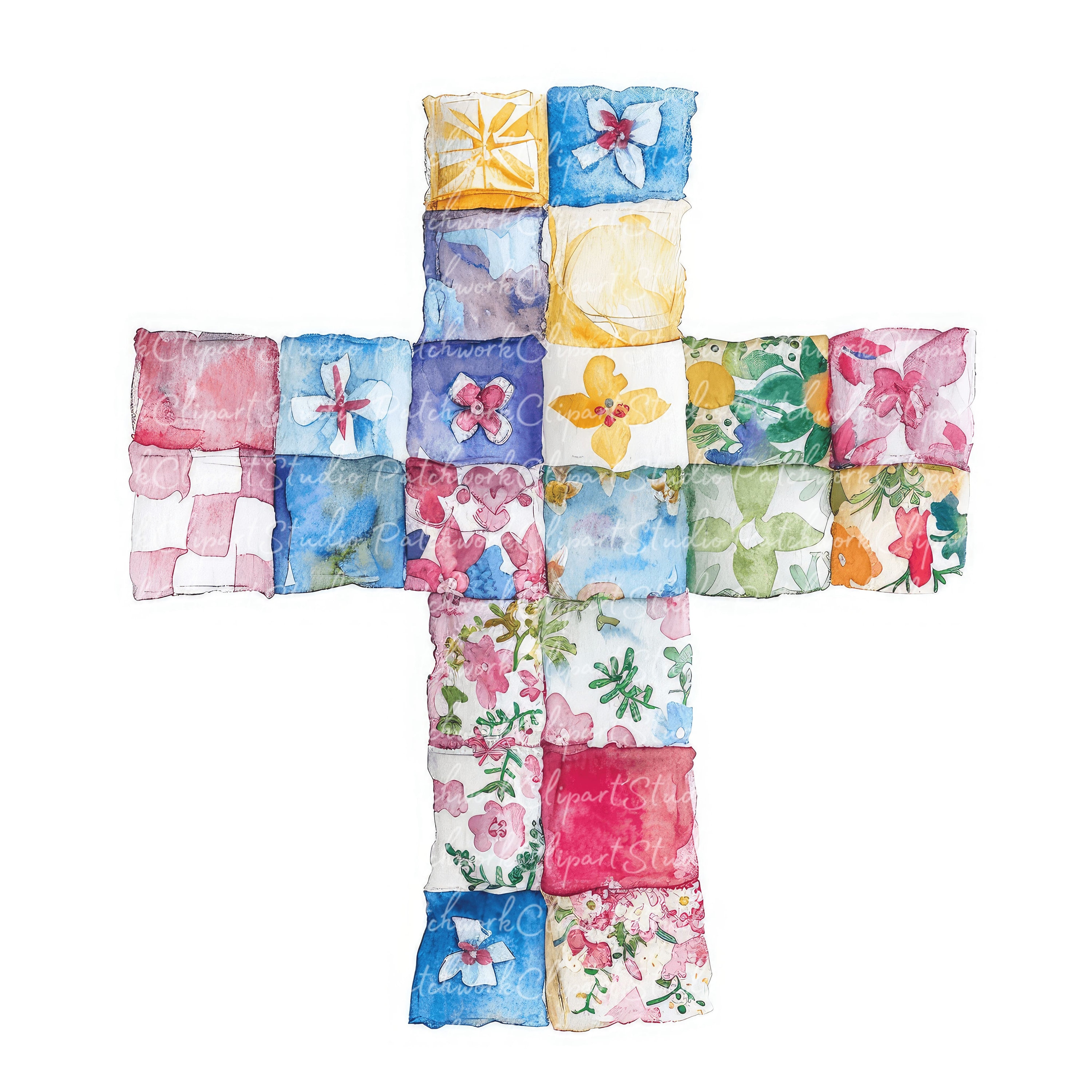 10 Cross Clipart Bundle, PNG & JPG, Printable Patchwork Crosses ...