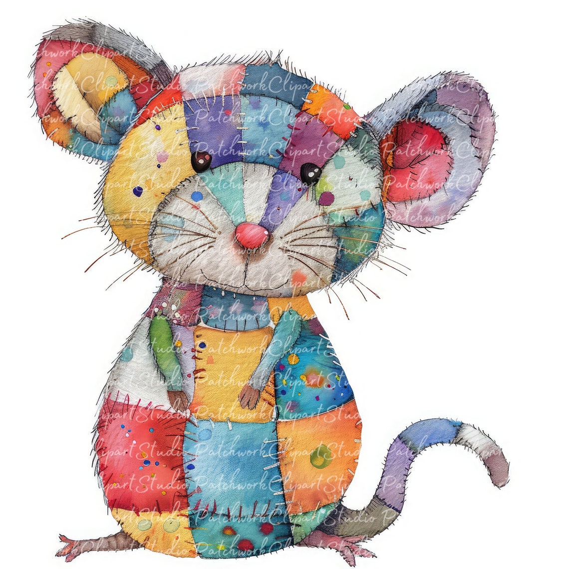 10 Rats Clipart Bundle, PNG & JPG, Printable Patchwork Rat ...
