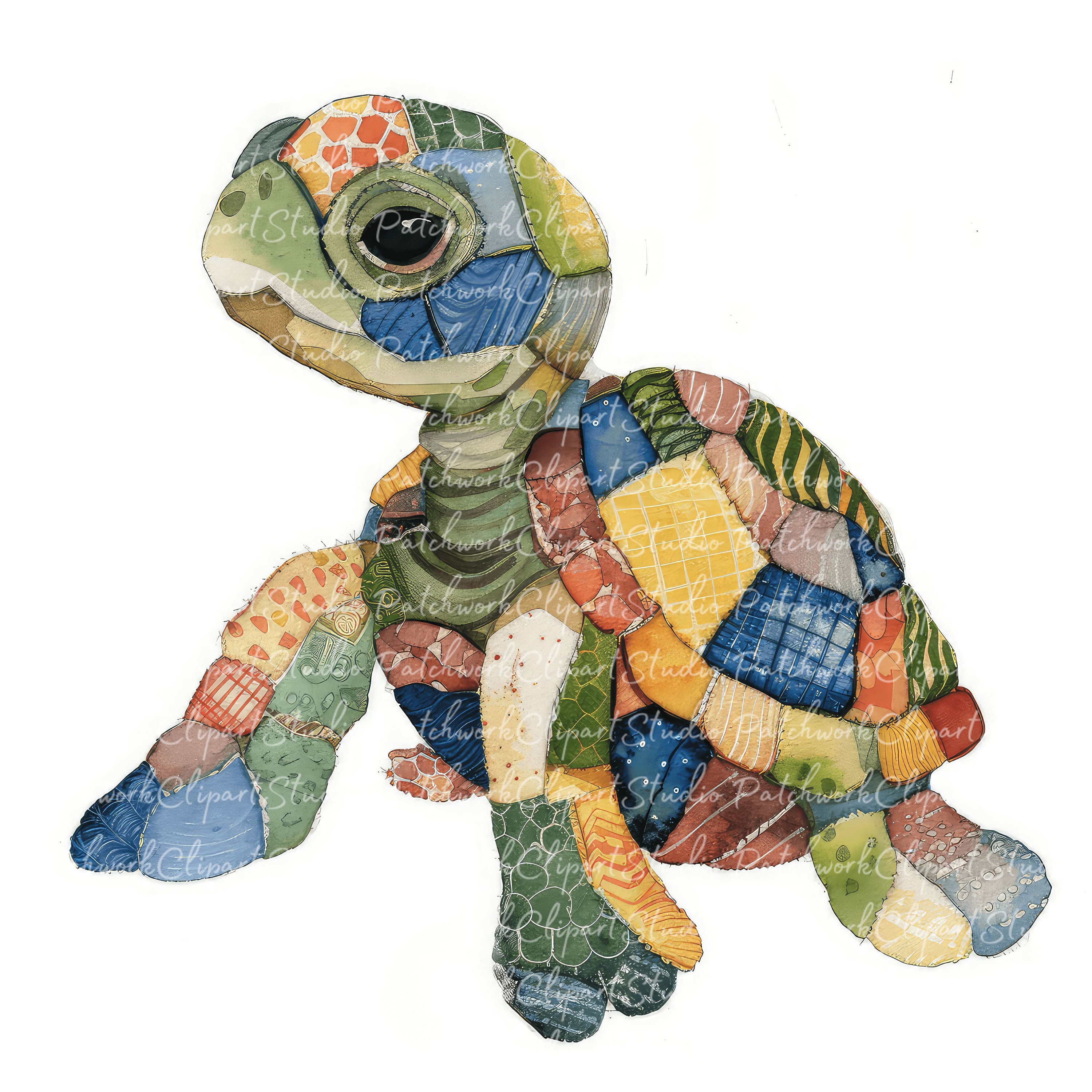 10 Turtle Clipart Bundle, PNG & JPG, Printable Patchwork Turtles ...