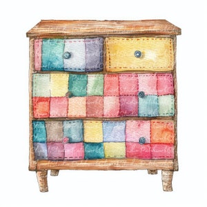 10 Dressers Clipart Bundle, PNG & JPG, Printable Patchwork Dresser ...