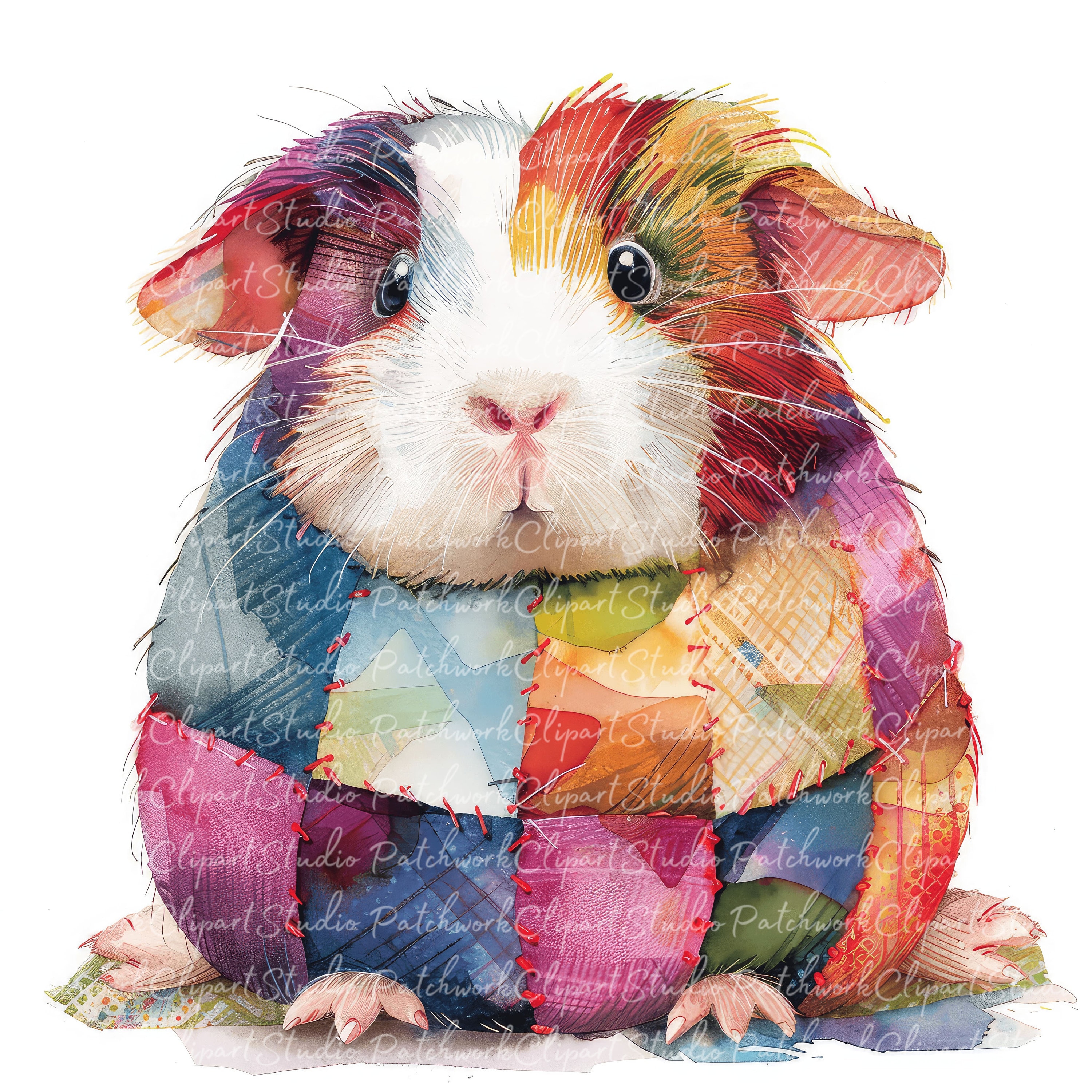 10 Guinea Pig Clipart Bundle, PNG & JPG, Printable Patchwork Rodent ...