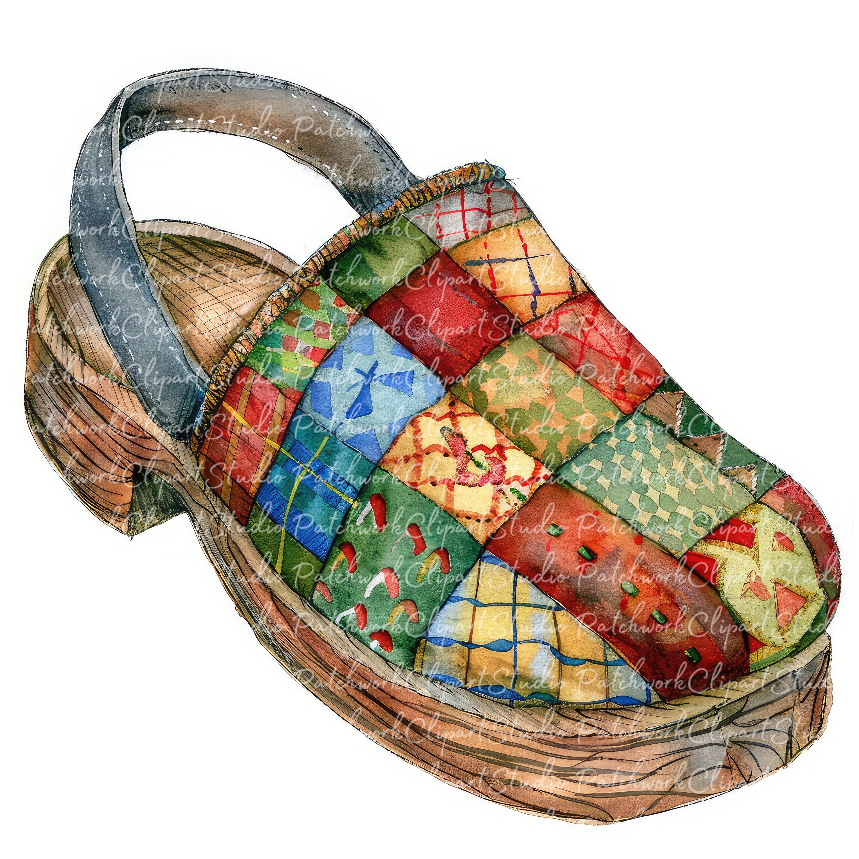 10 Clogs Clipart Bundle, PNG & JPG, Printable Patchwork Clog ...