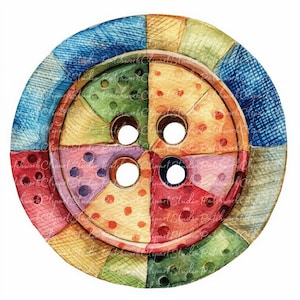 10 Buttons Clipart Bundle, PNG & JPG, Printable Patchwork Button ...