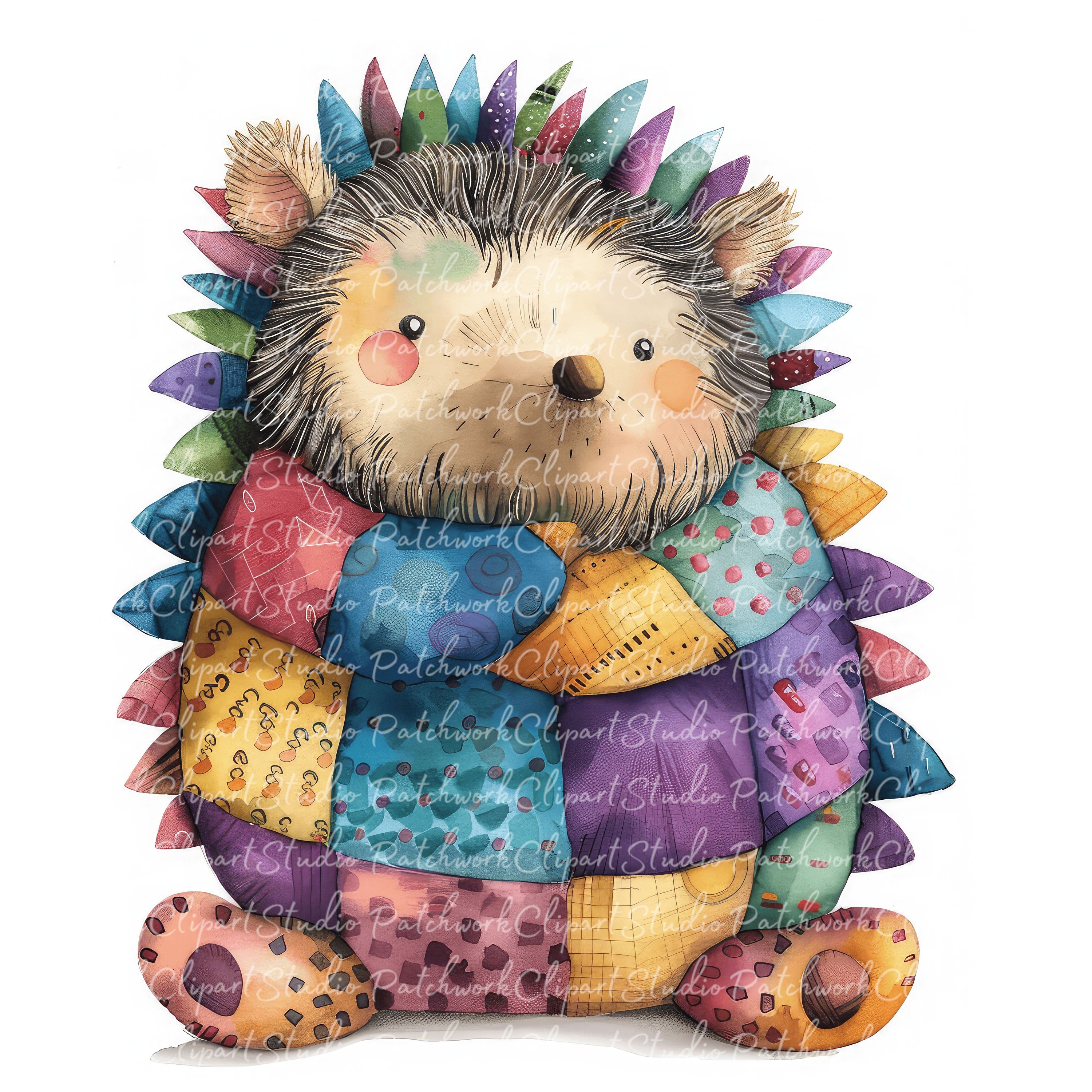 10 Hedgehogs Clipart Bundle, PNG & JPG, Printable Patchwork Hedgehog ...