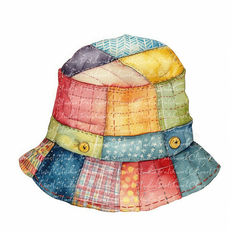 10 Hats Clipart Bundle, PNG & JPG, Printable Patchwork Colorful Hat ...