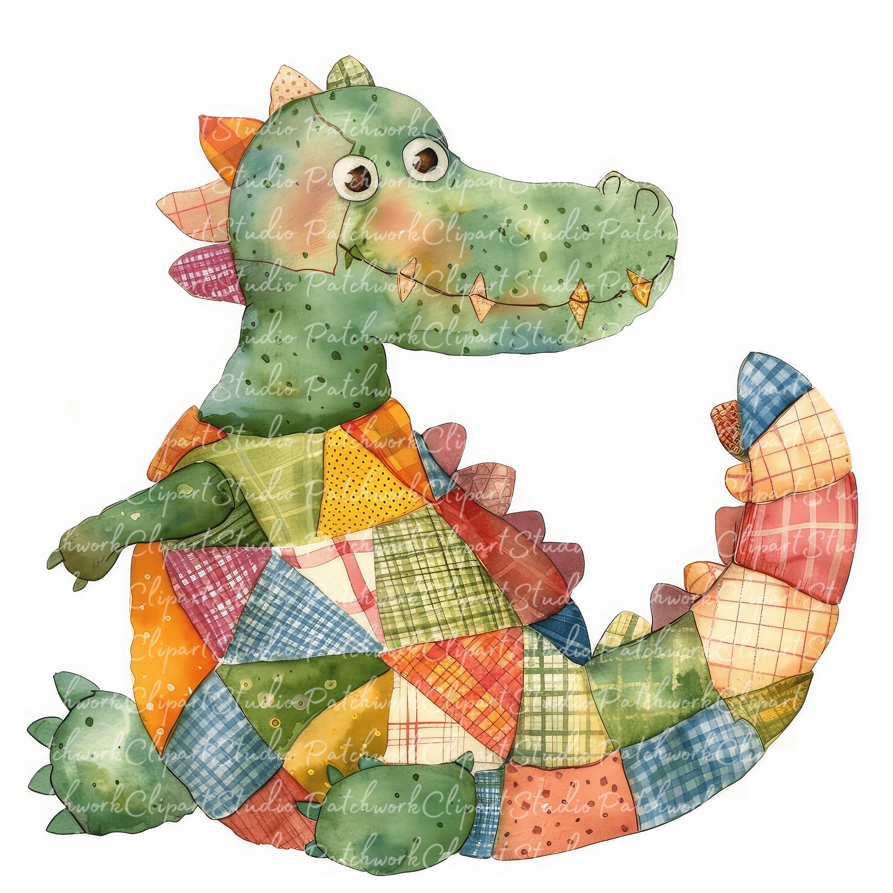 10 Crocodiles Clipart Bundle, PNG & JPG, Printable Patchwork Crocodile ...
