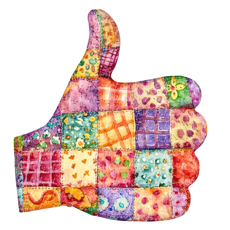 10 Hand Signs Clipart Bundle, PNG & JPG, Printable Patchwork Thumbs up ...