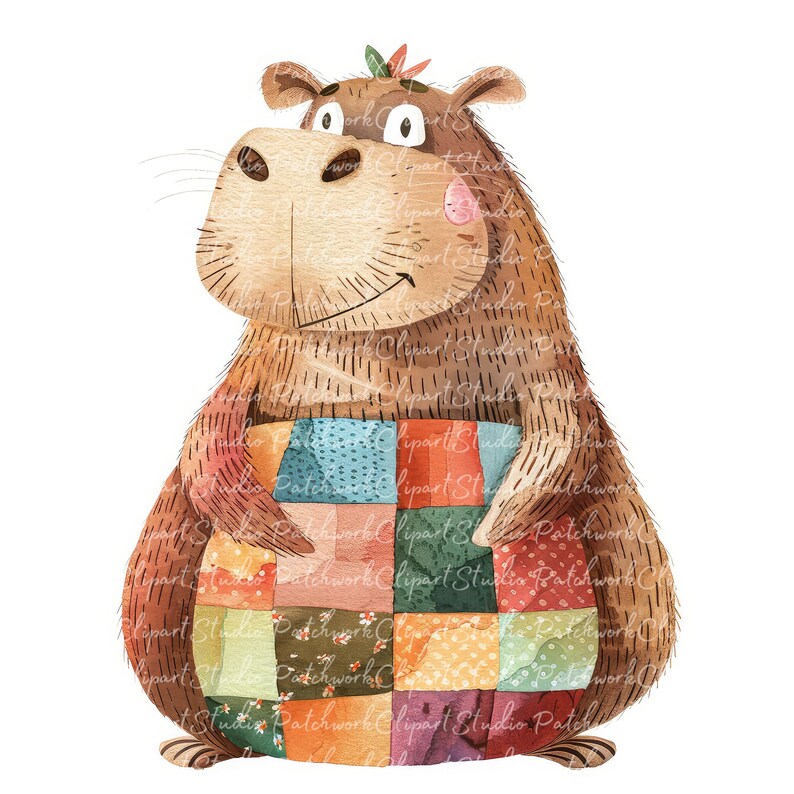 10 Capybaras Clipart Bundle, PNG & JPG, Printable Patchwork Capybara ...