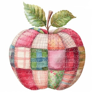 10 Apples Clipart Bundle, PNG & JPG, Printable Patchwork Apple ...