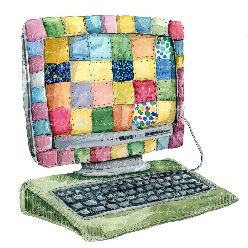 10 Computers Clipart Bundle, JPG & PNG, Printable Patchwork Computer ...
