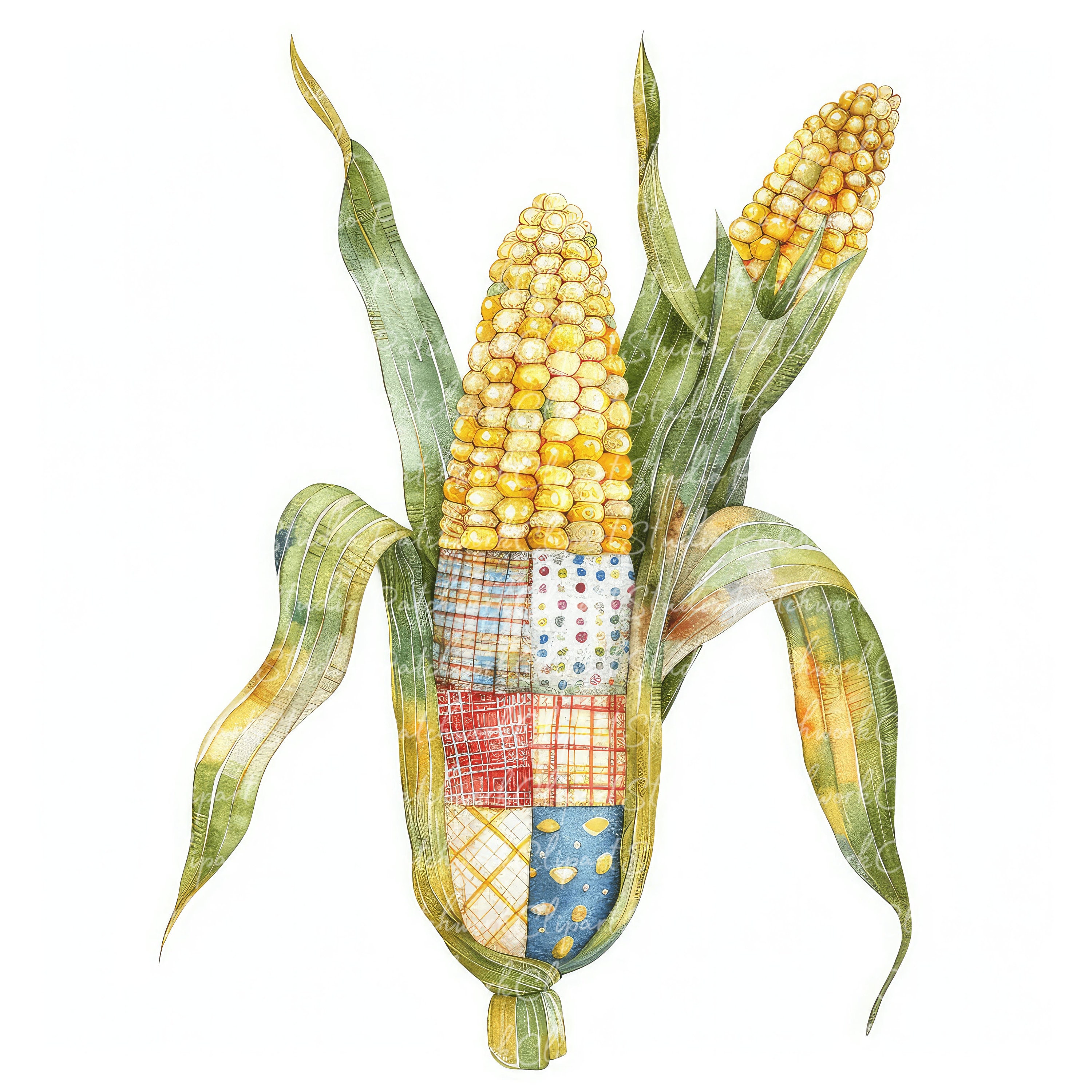 10 Corn on the Cob Clipart Bundle, PNG & JPG, Printable Patchwork ...