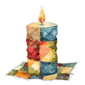 10 Candles Clipart Bundle, PNG & JPG, Printable Patchwork Candle ...