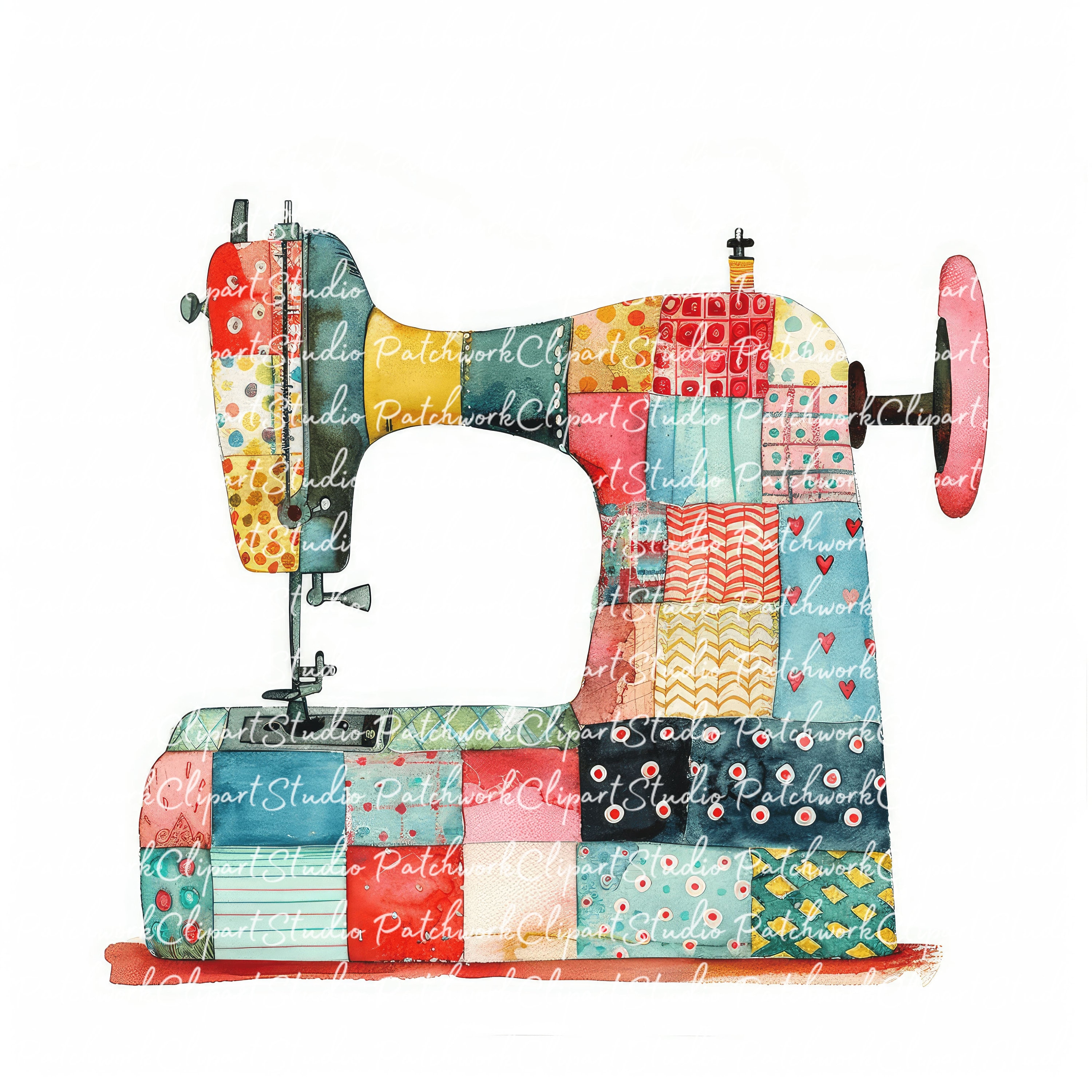 10 Sewing Machines Clipart Bundle, PNG & JPG, Printable Patchwork ...