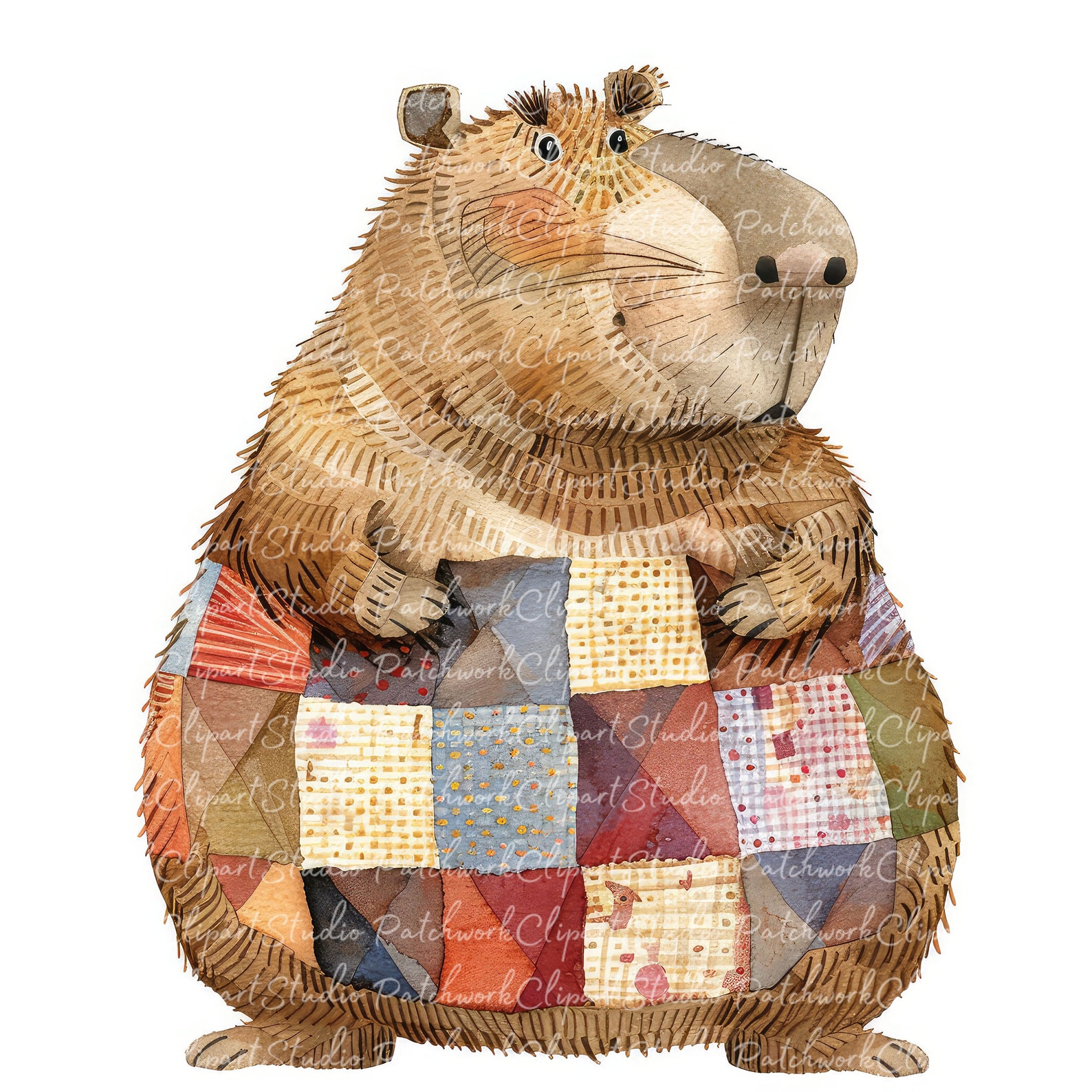 10 Capybaras Clipart Bundle, PNG & JPG, Printable Patchwork Capybara ...