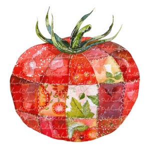 10 Tomato Clipart Bundle, PNG & JPG, Printable Patchwork Tomatoes ...