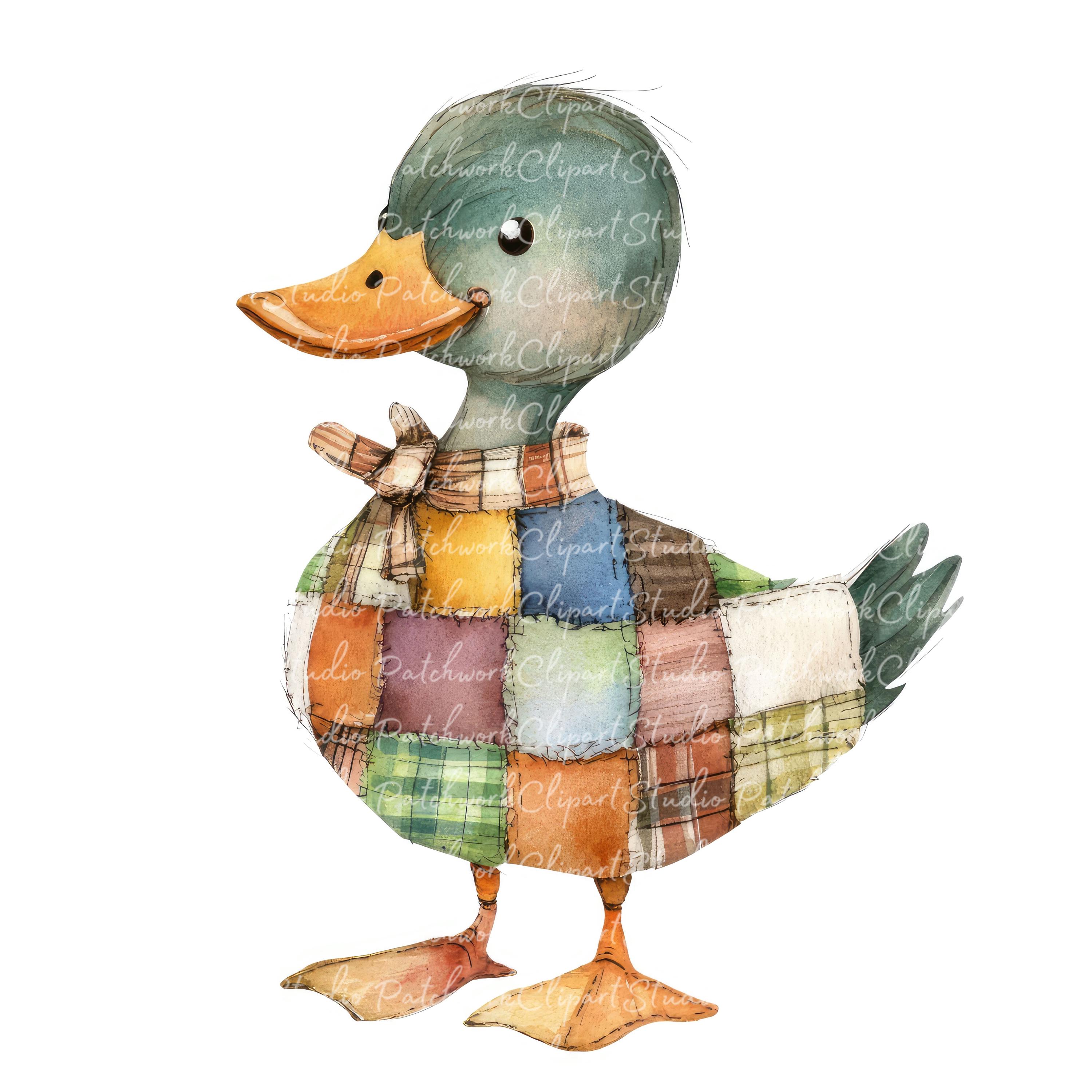 10 Ducks Clipart Bundle, PNG & JPG, Printable Patchwork Duck ...