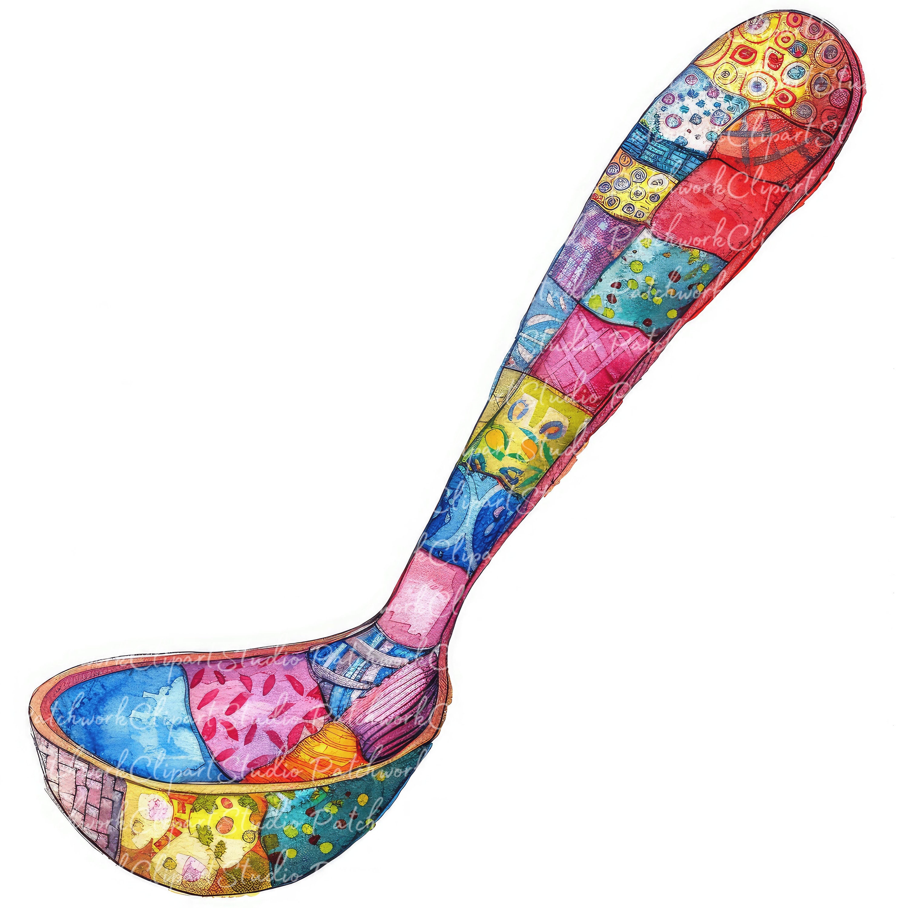 10 Ladles Clipart Bundle, PNG & JPG, Printable Patchwork Ladle ...